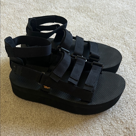 Teva | Shoes | Teva Black Strappy Platform Sandals | Poshmark